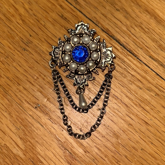 Jewelry | Vintage Sapphire Blue Pearl Decorative Pin Brooch | Poshmark